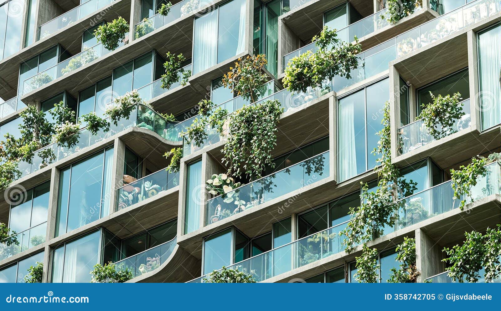 Modern Sustainable Skyscraper with Green Tinted Windows and Vertical ...