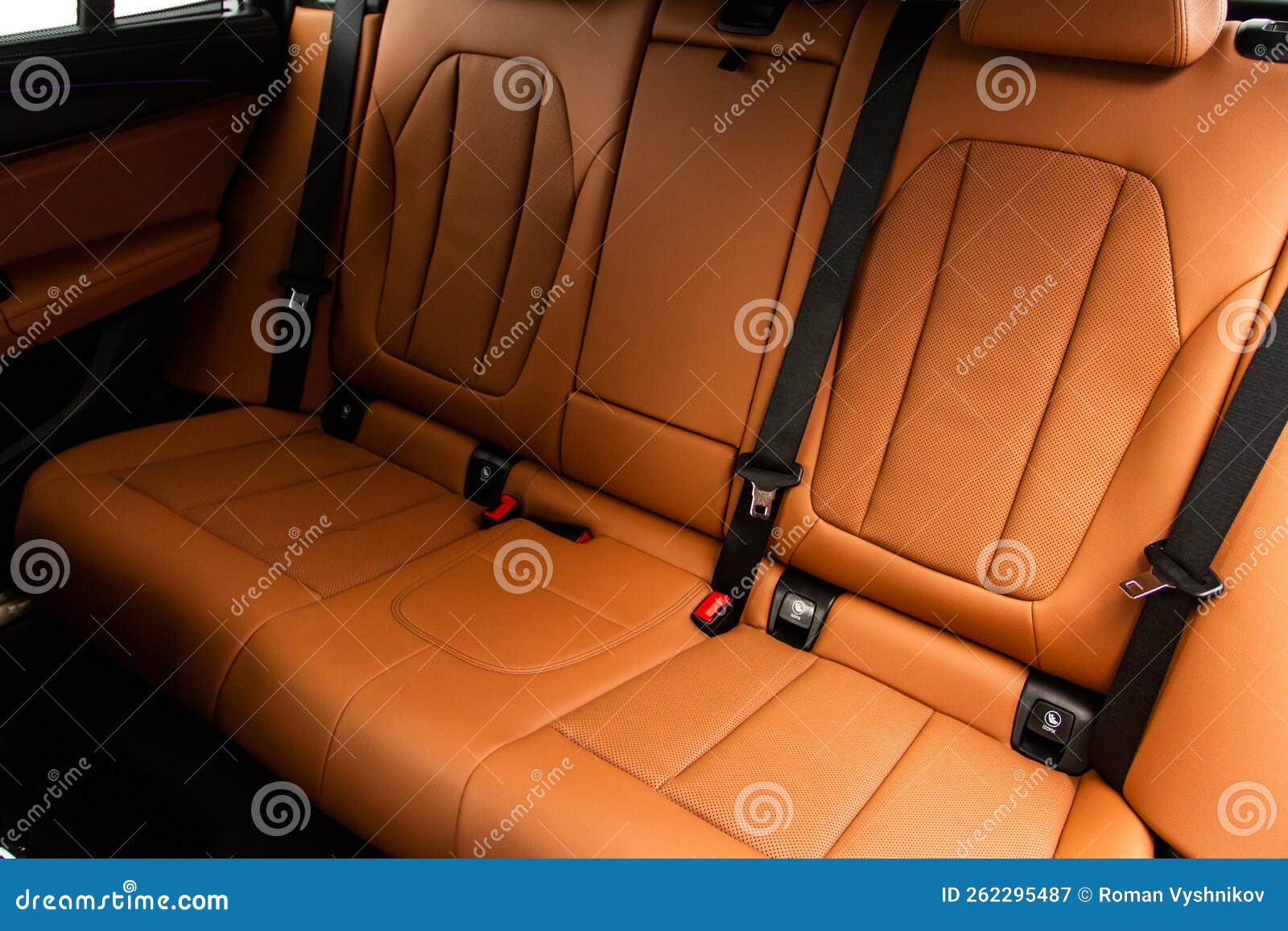 Modern SUV Car Inside. Leather Light Back Passenger Seats in Modern ...