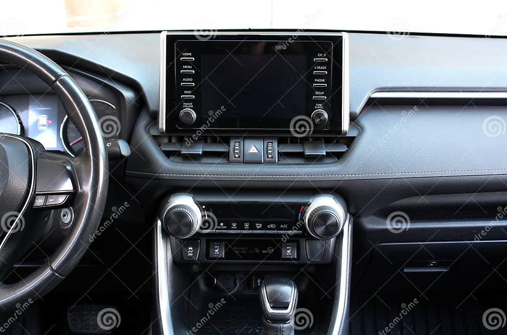 Modern SUV Dashboard. Screen Multimedia System. Interior of a Modern ...