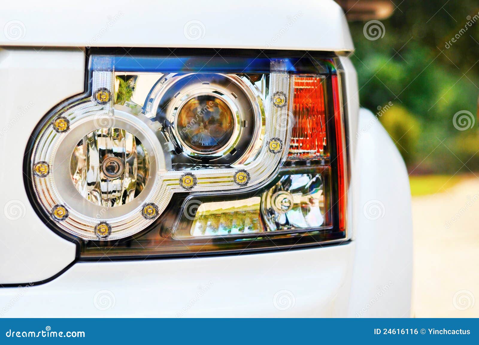 Modern SUV Headlight Outline with LED Strip Stock Photo - Image of ...
