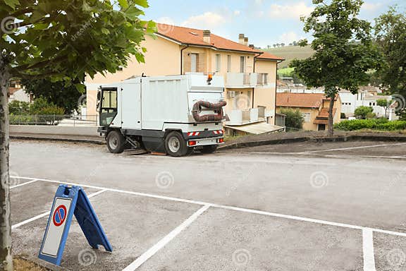 Modern Sweeping Car on Road in City Stock Image - Image of rubbish ...