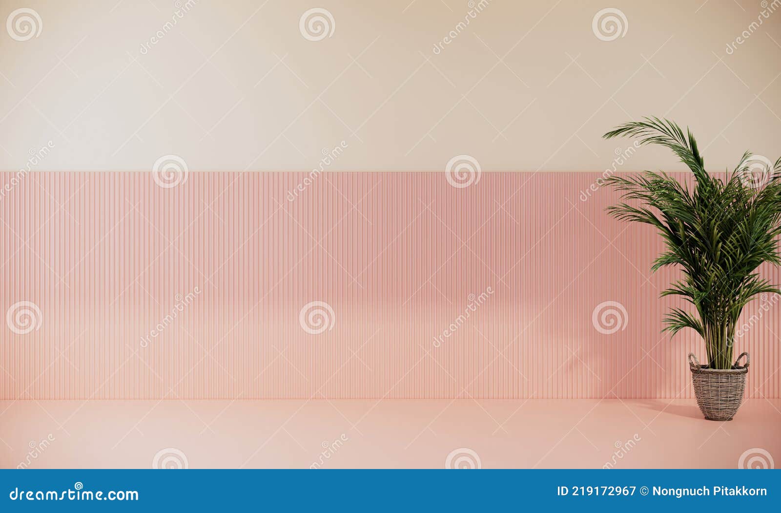 Modern Sweet Empty Room Interior Design with a Tree, Peach and Cream ...