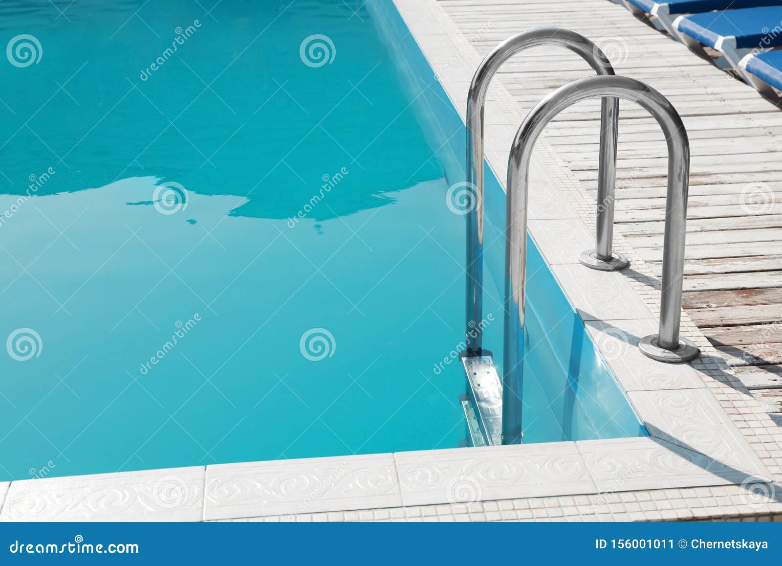 Modern Swimming Pool with Ladder at Stock Image - Image of metal ...