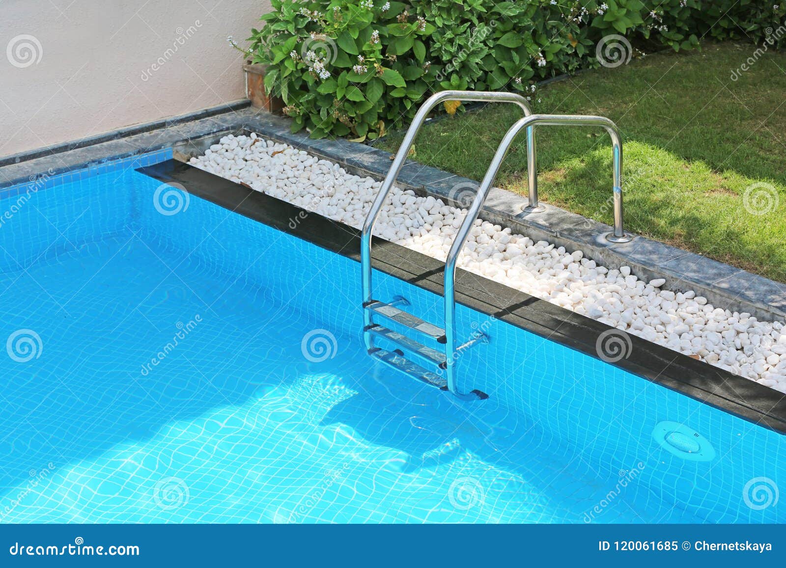 Swimming Pool with Stairs, Outdoors Stock Image - Image of modern ...