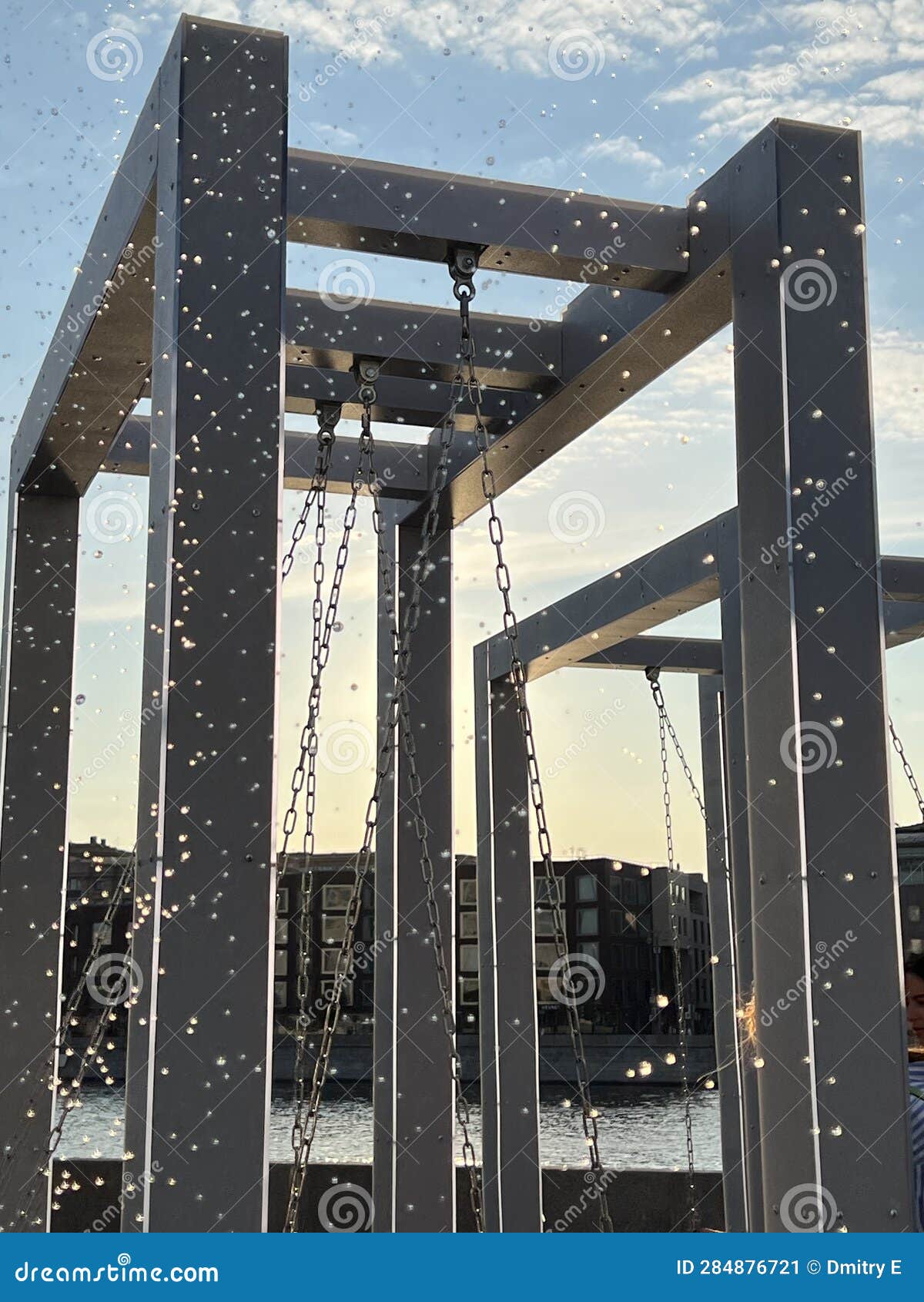 Modern swing in the rain. stock image. Image of construction - 284876721