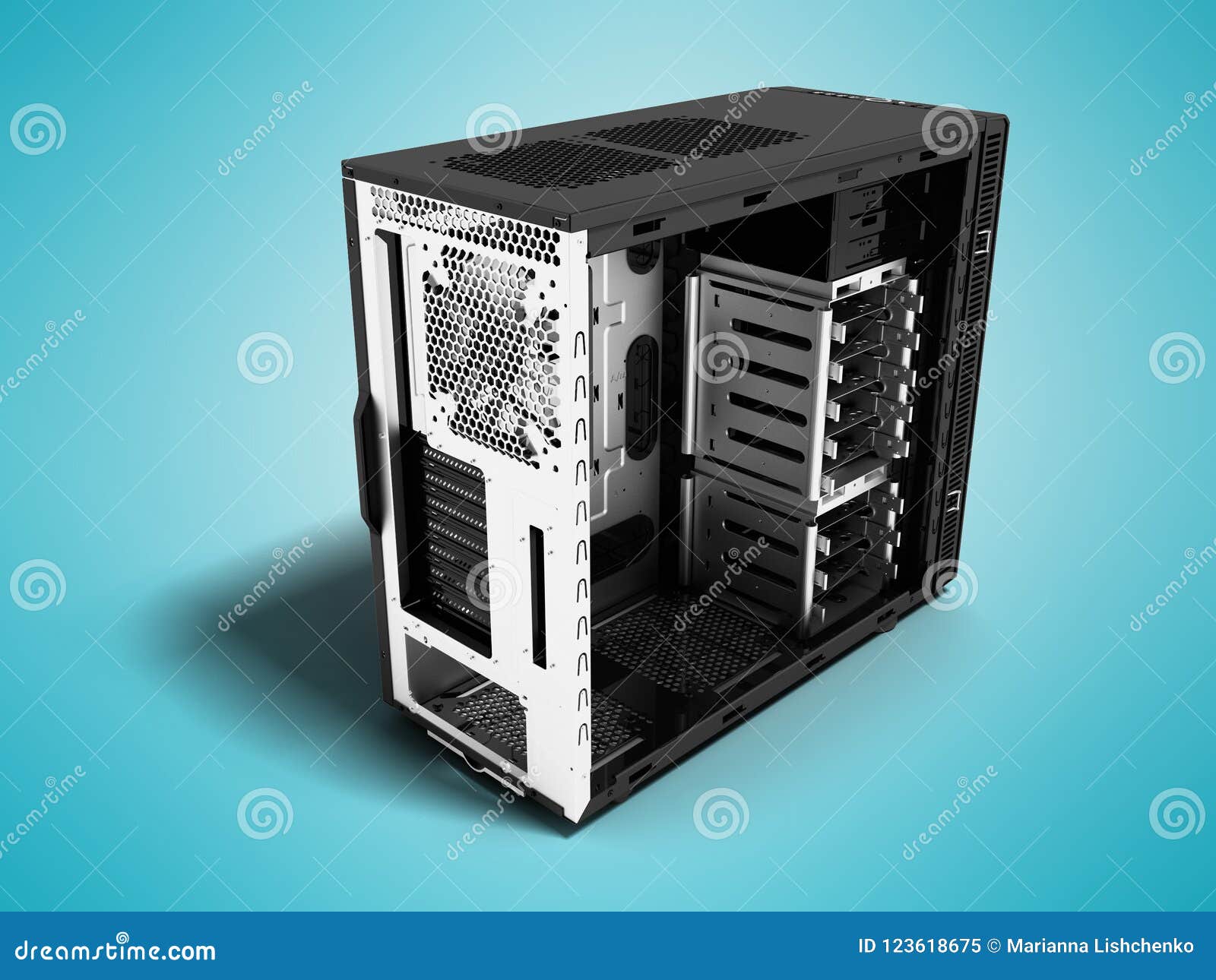 Modern System Block Blank for Computer Assembly Perspective 3d ...