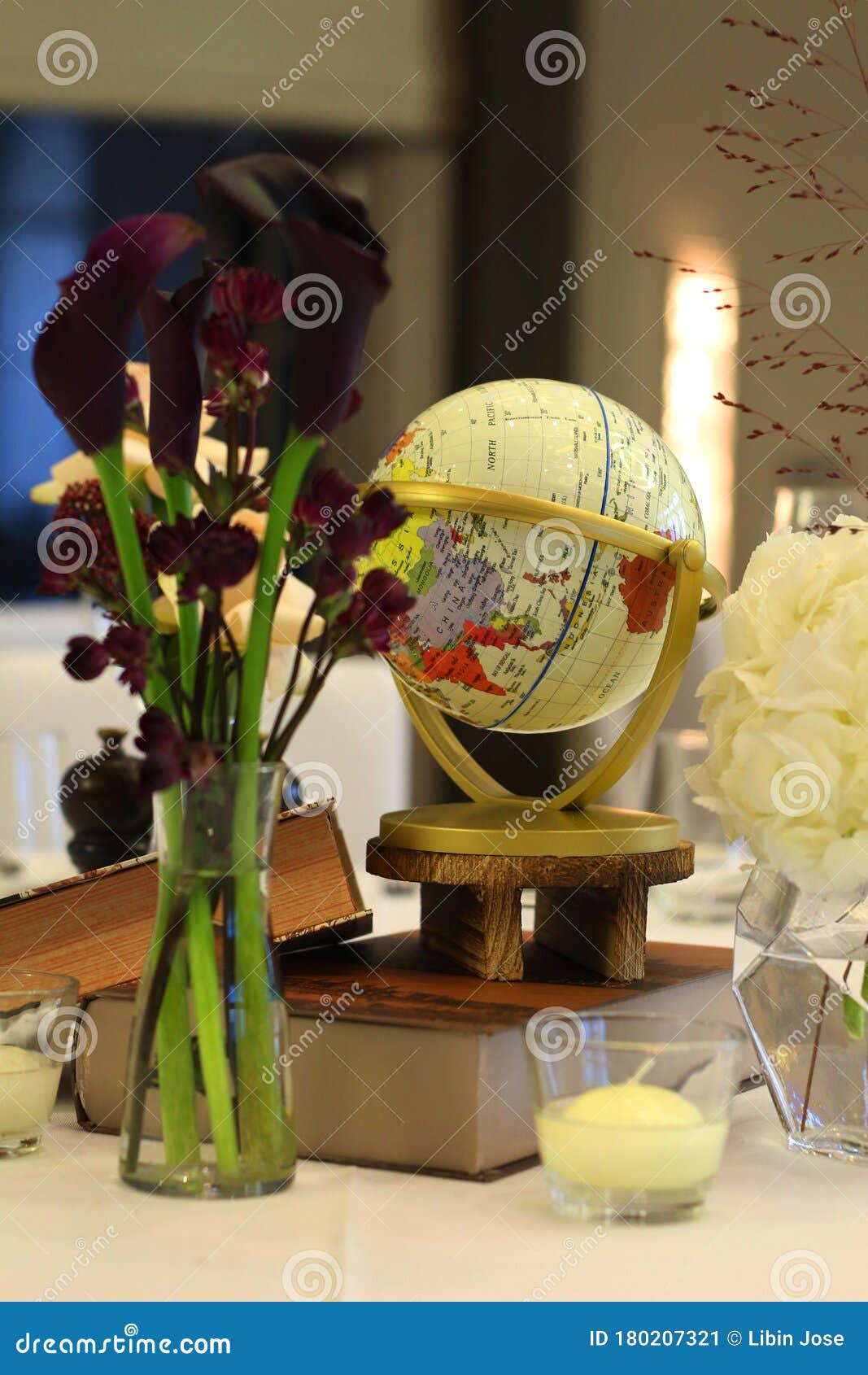 Modern Table Arrangement with Many Objects Stock Image - Image of ...