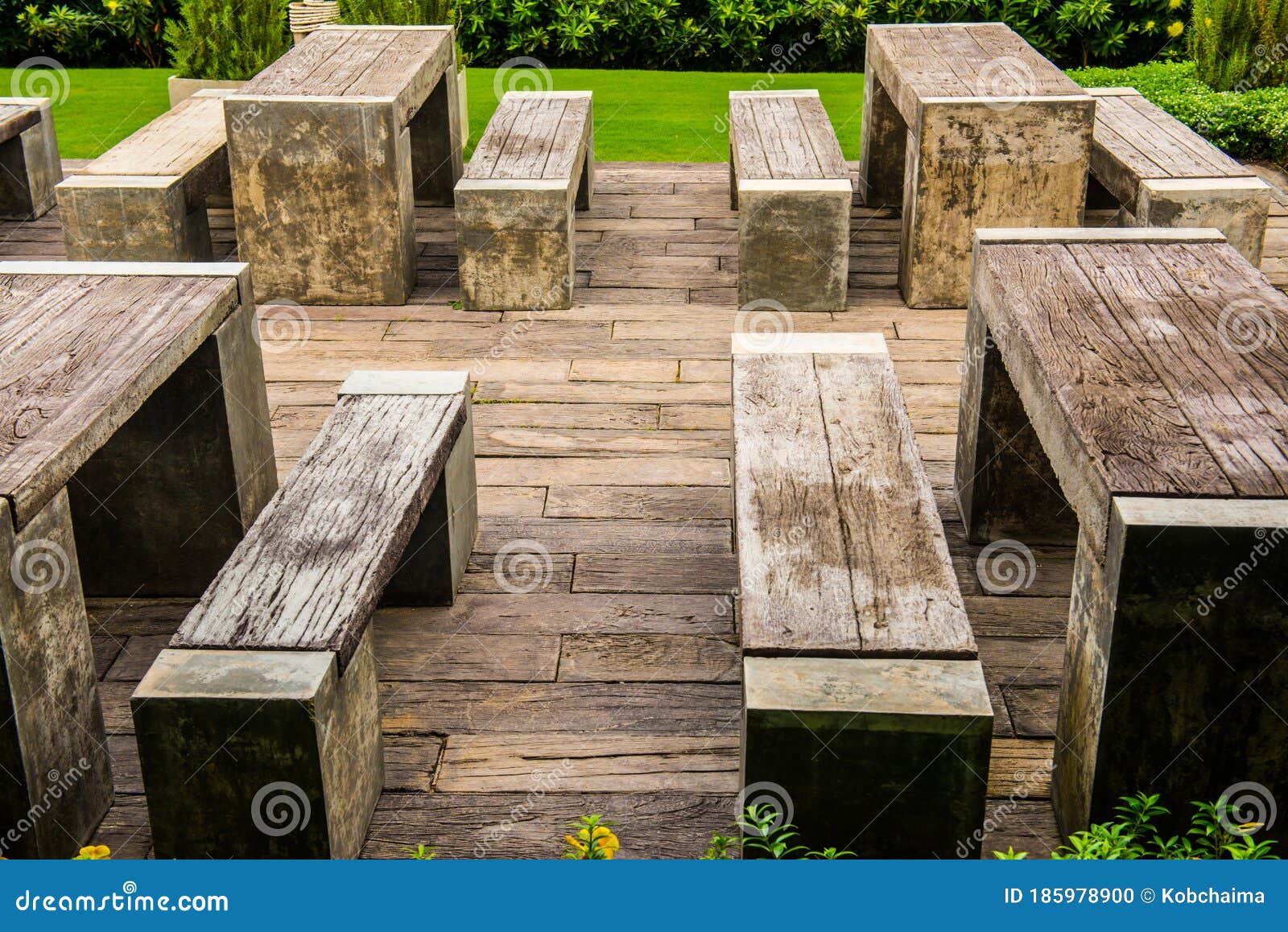 Modern Table and Chair in Park Stock Photo - Image of bench, outdoor ...