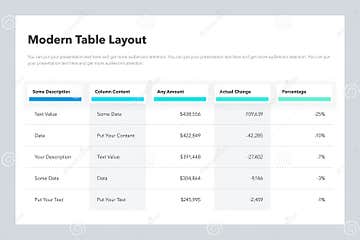 Modern Table Layout Template with Five Colorful Columns Stock Vector ...