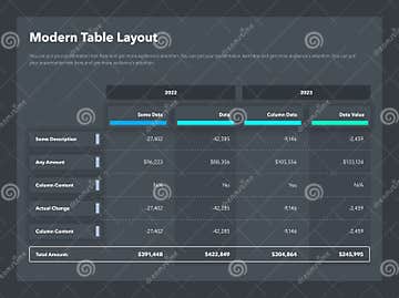 Modern Table Layout Template with Years Columns and a Total Sum Row ...