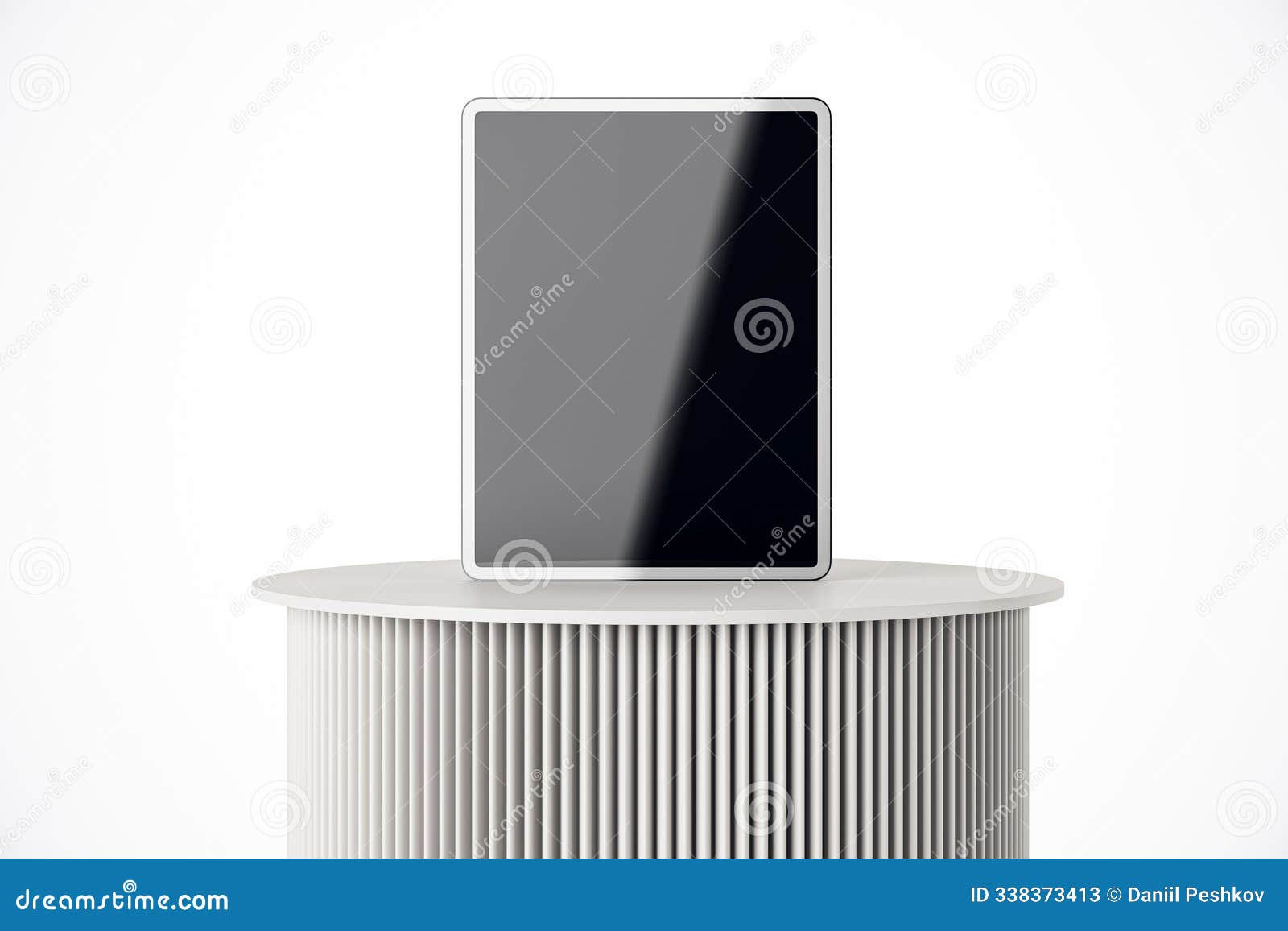 White 3D Cylindrical Podium With Rectangular Backdrop For Product ...