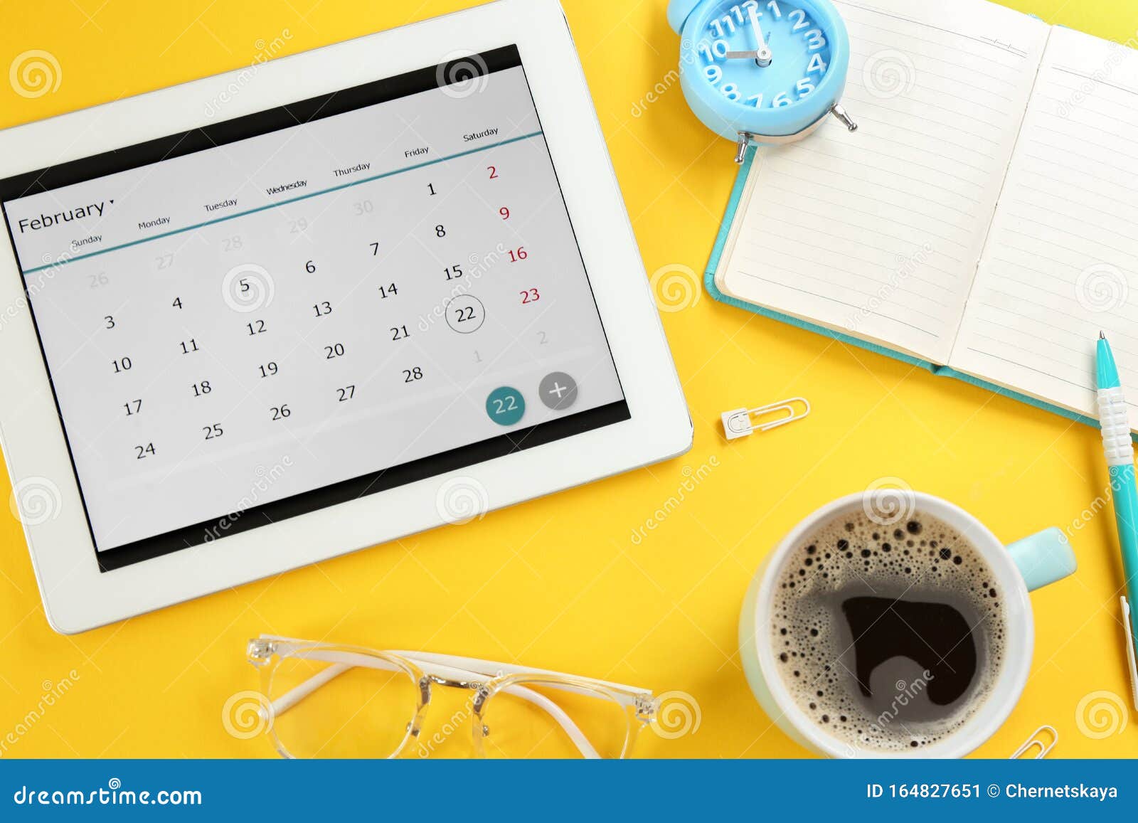 Modern Tablet with Calendar App on Background Stock Image - Image of ...