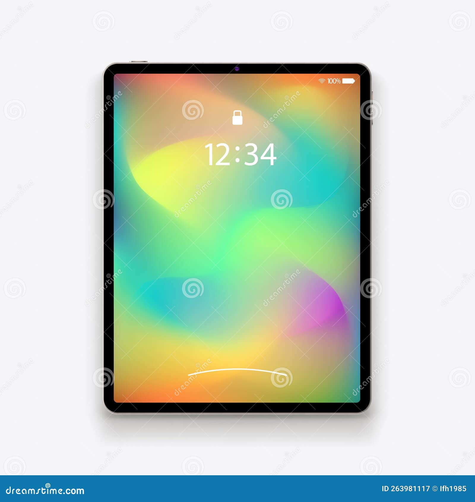 Modern Tablet with Colorful Background on White Stock Vector ...