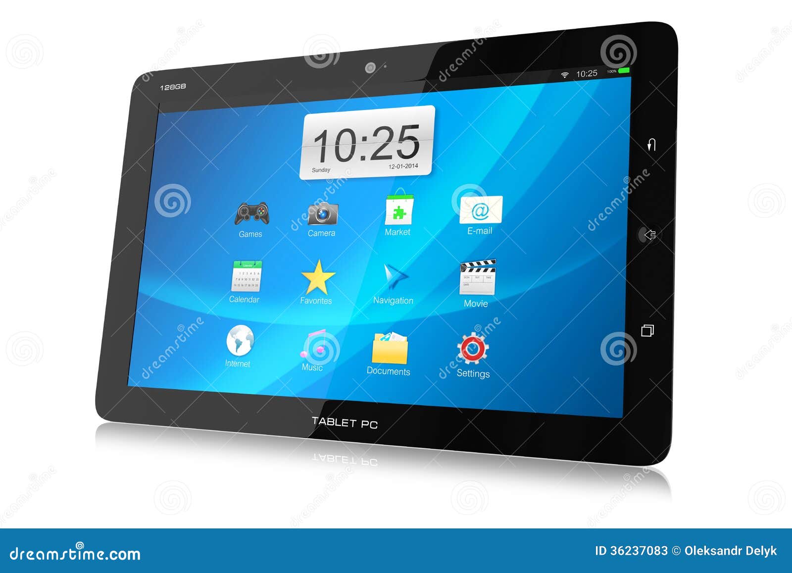 Modern Tablet PC with Interface Stock Illustration - Illustration of ...