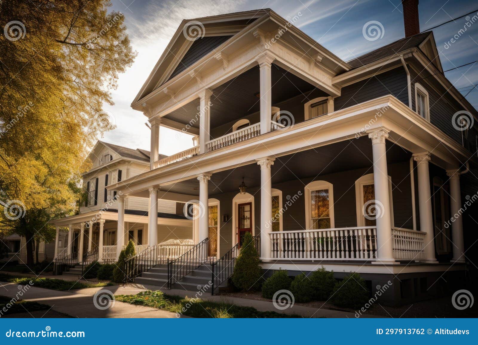 Modern Take on Italianate Architecture Focusing on Deep Eaves Stock ...