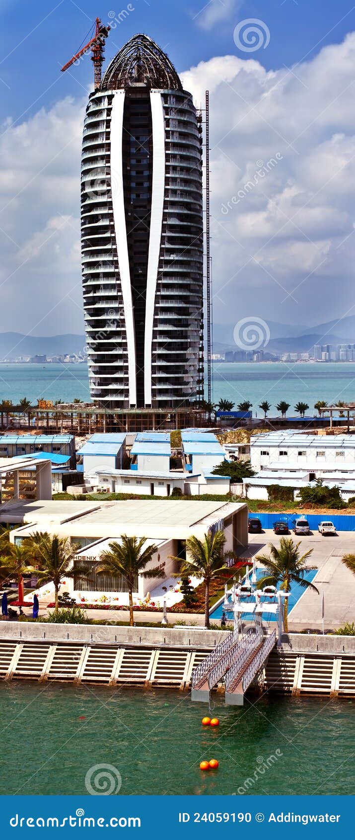 Modern Tall Building Under Construction in Sanya Stock Photo - Image of ...