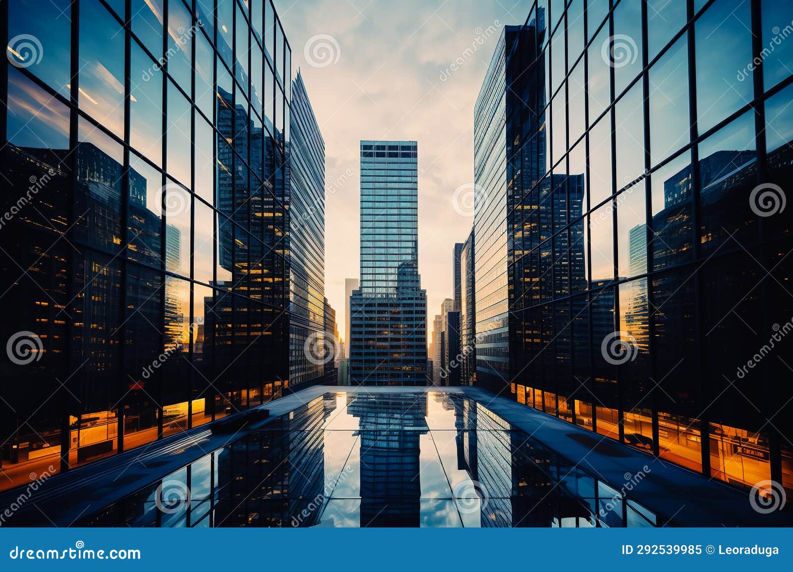 Modern Tall Glass Buildings in Downtown. Generative AI Stock ...