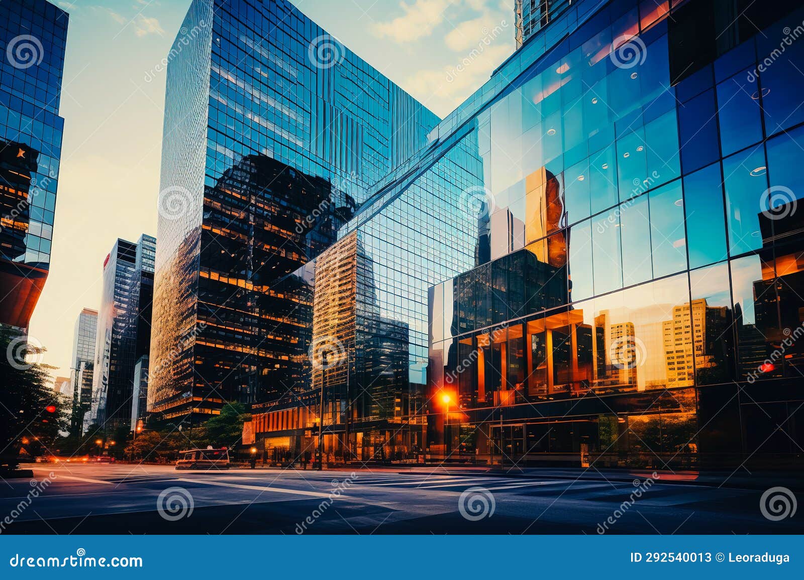 Modern Tall Glass Buildings in Downtown. Generative AI Stock ...