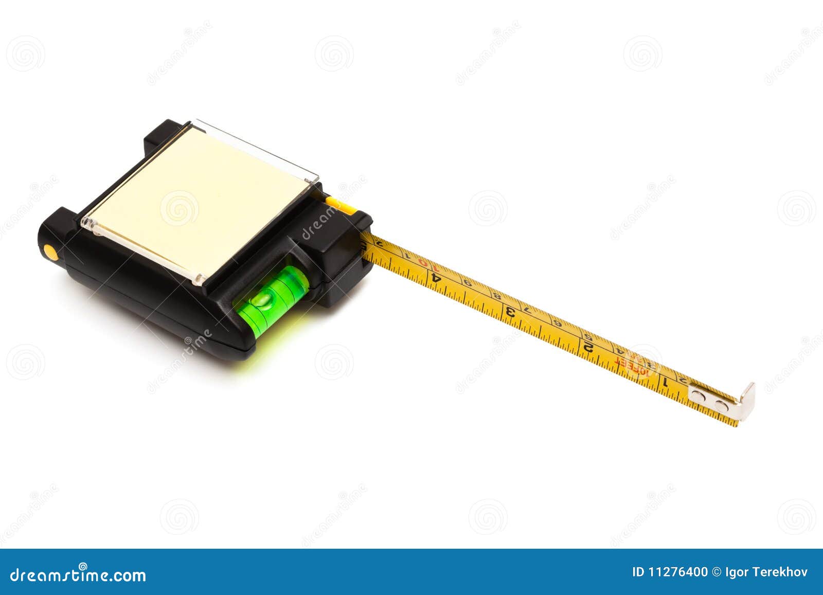 Modern Tape Measure with the Level Stock Photo - Image of black, ruler ...