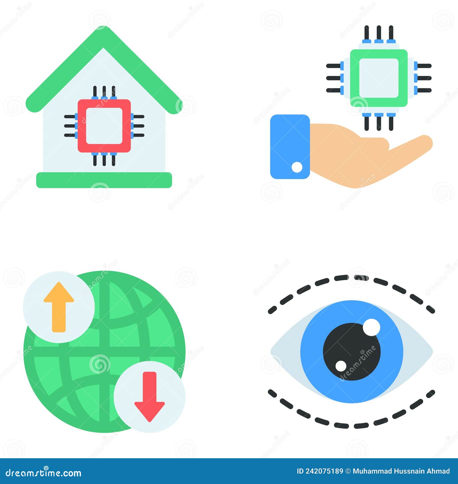 Pack of Tech Flat Icons stock vector. Illustration of vision - 242075189