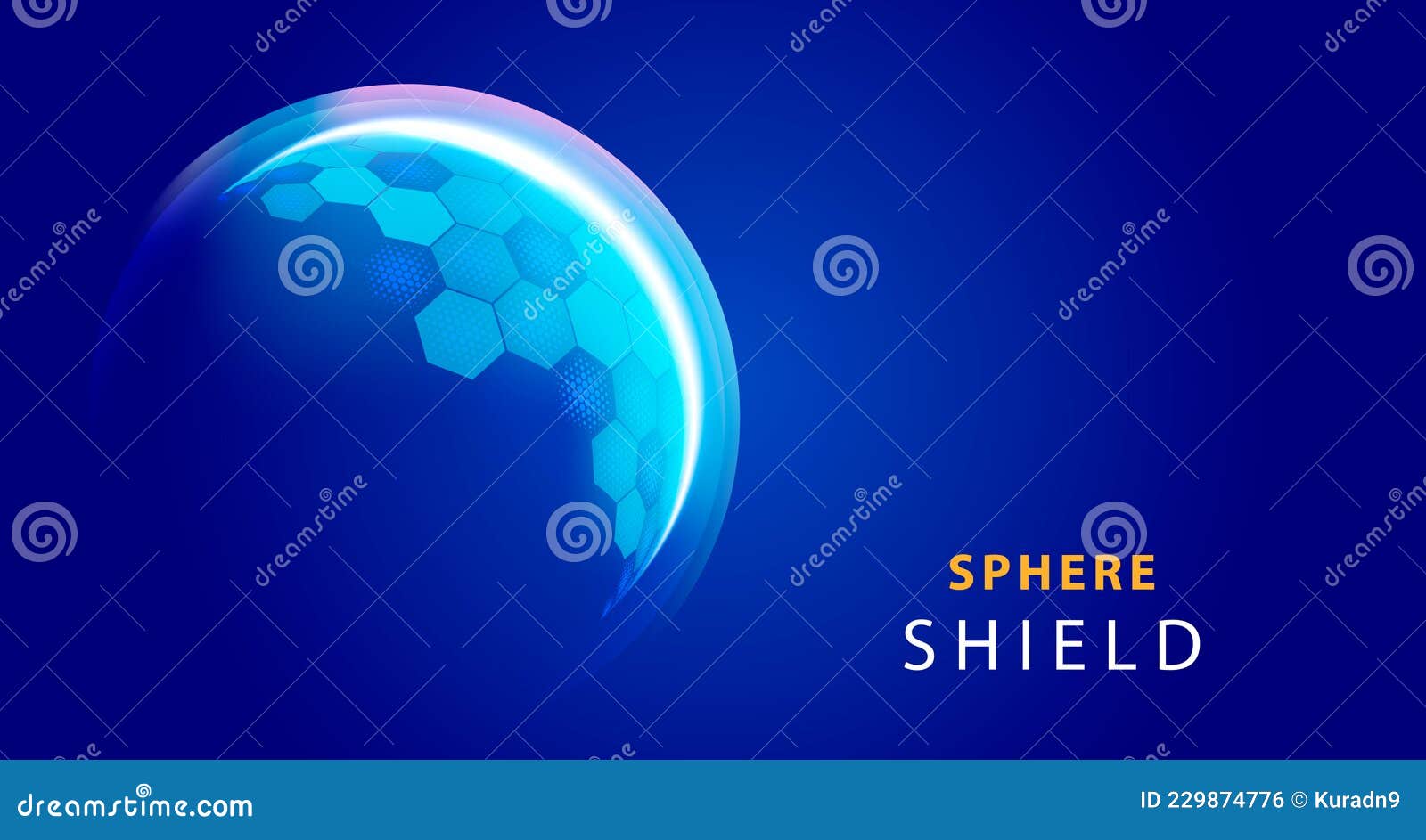 Modern Tech Futuristic of Bubble Dome Shield Sphere with Hexagon ...