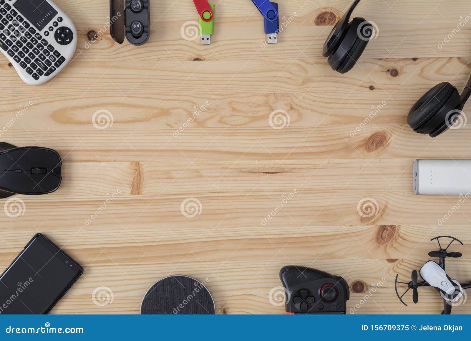 Modern Tech Gadgets on Desk Stock Image - Image of phone, joystick ...