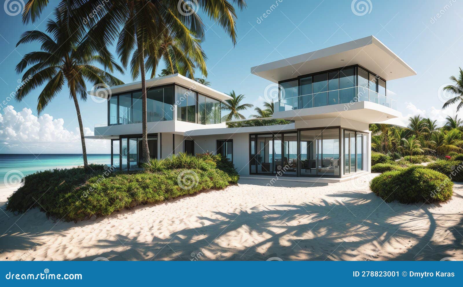 Modern Tech House on the Ocean Stock Illustration - Illustration of ...