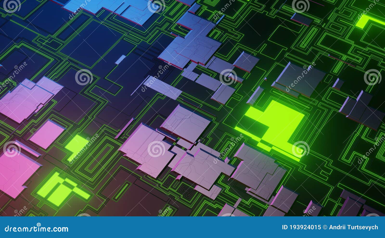Sci-fi Landscape Generated Mathematically, Resembling a Motherboard ...