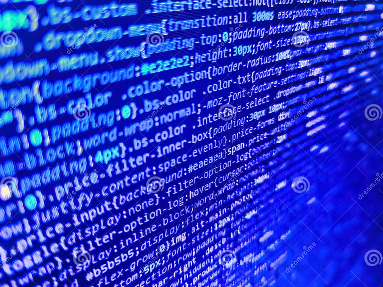 Modern Tech. Programming Code Abstract Screen of Software Developer. Data Encryption Security ...