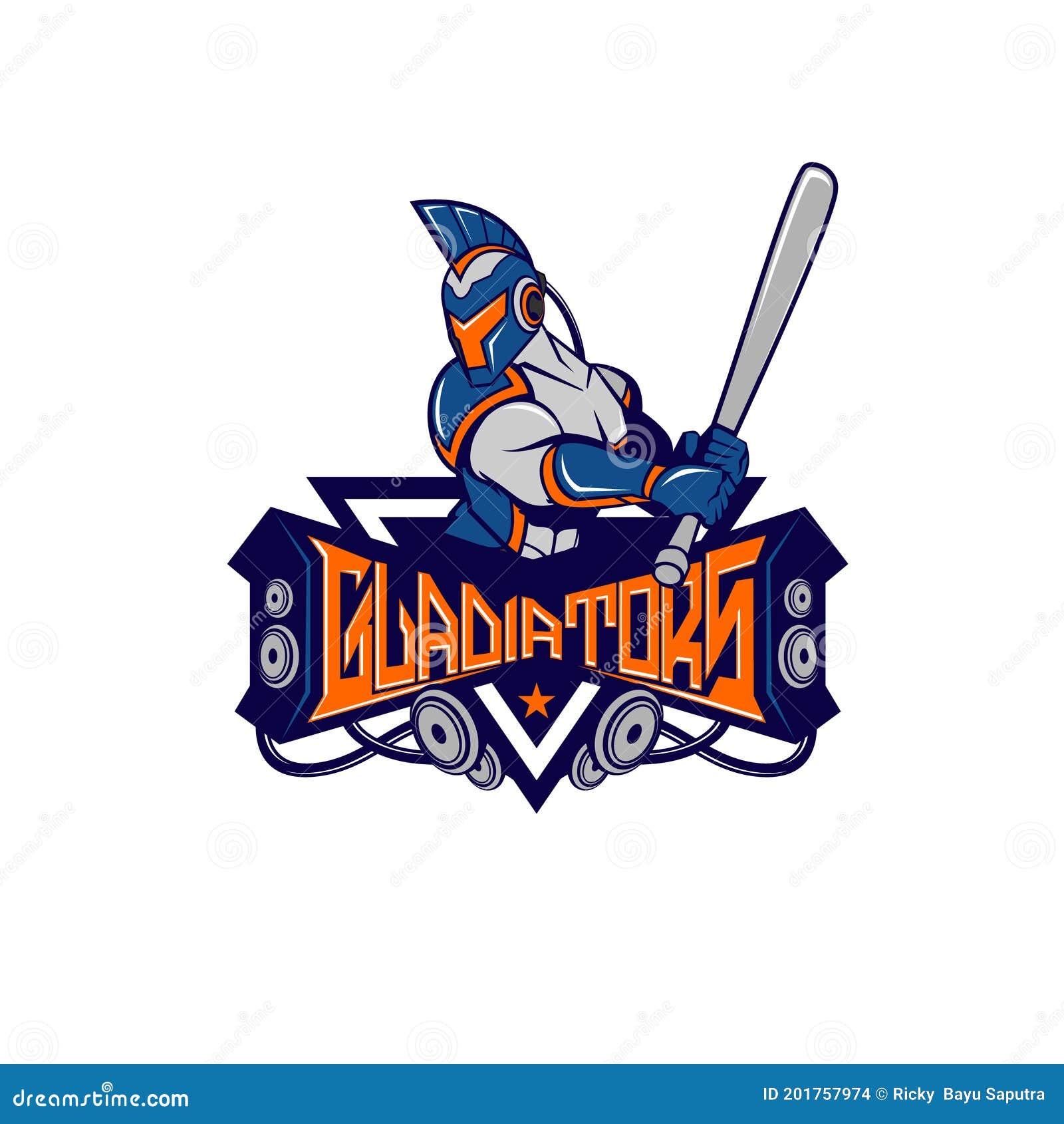 Modern Tech Robot Gladiator Holding a Baseball Bat Disc Jockey Mascot ...