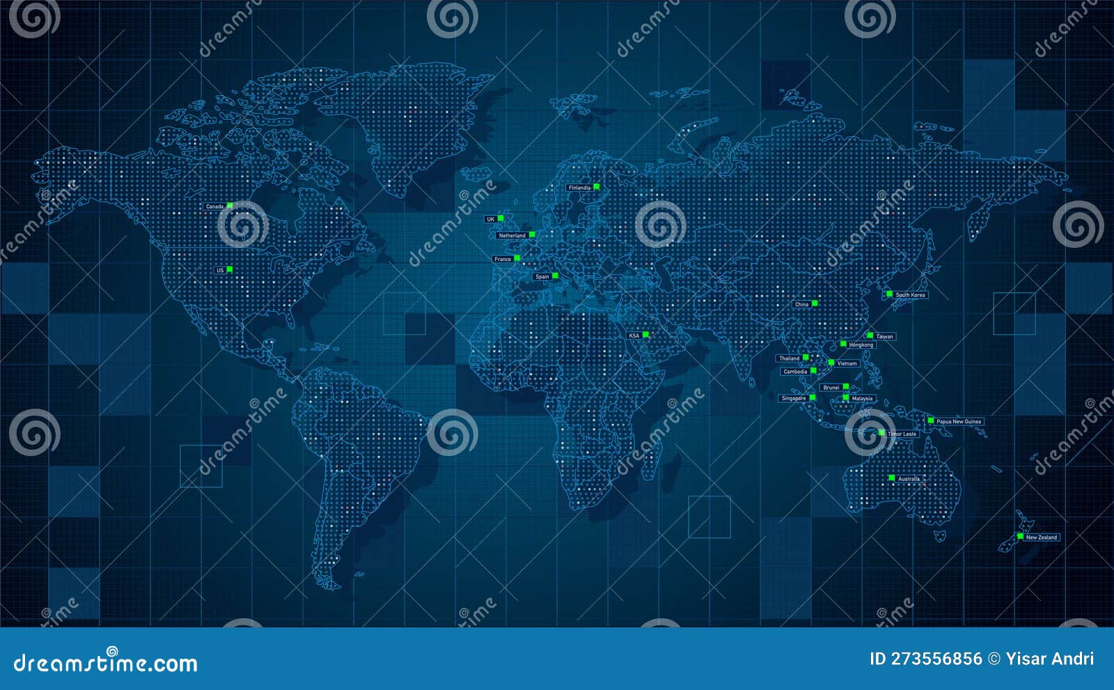 Modern Tech World Map 2Cool Blue Abstrak Technologi Vector Tech ...