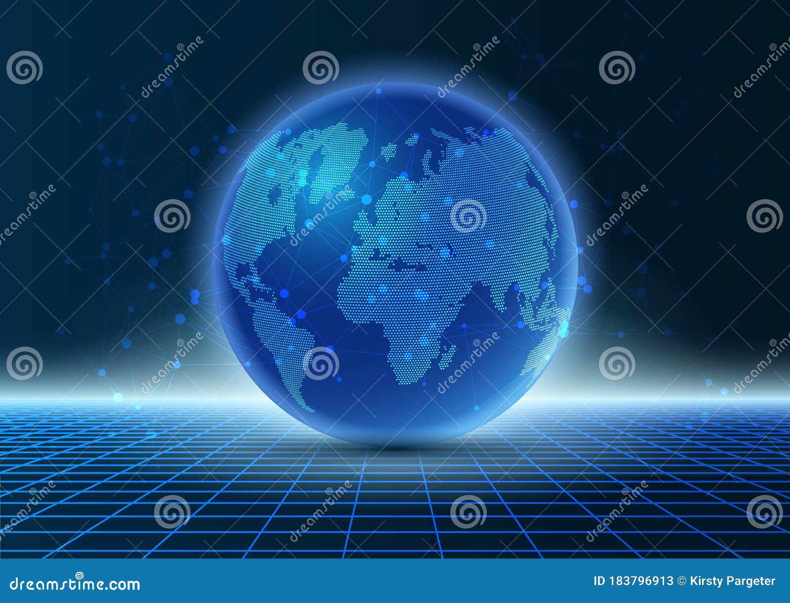 Modern Techno Design Background with Globe on Grid Stock Vector ...