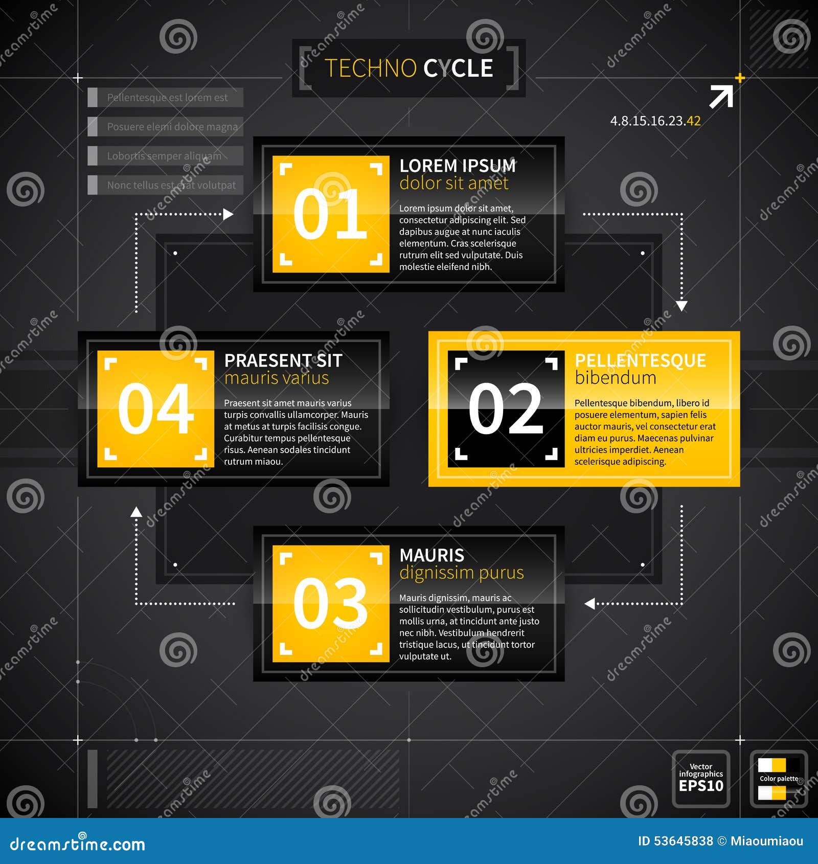 Modern Techno Layout with 4 Banners. Stock Vector - Illustration of ...