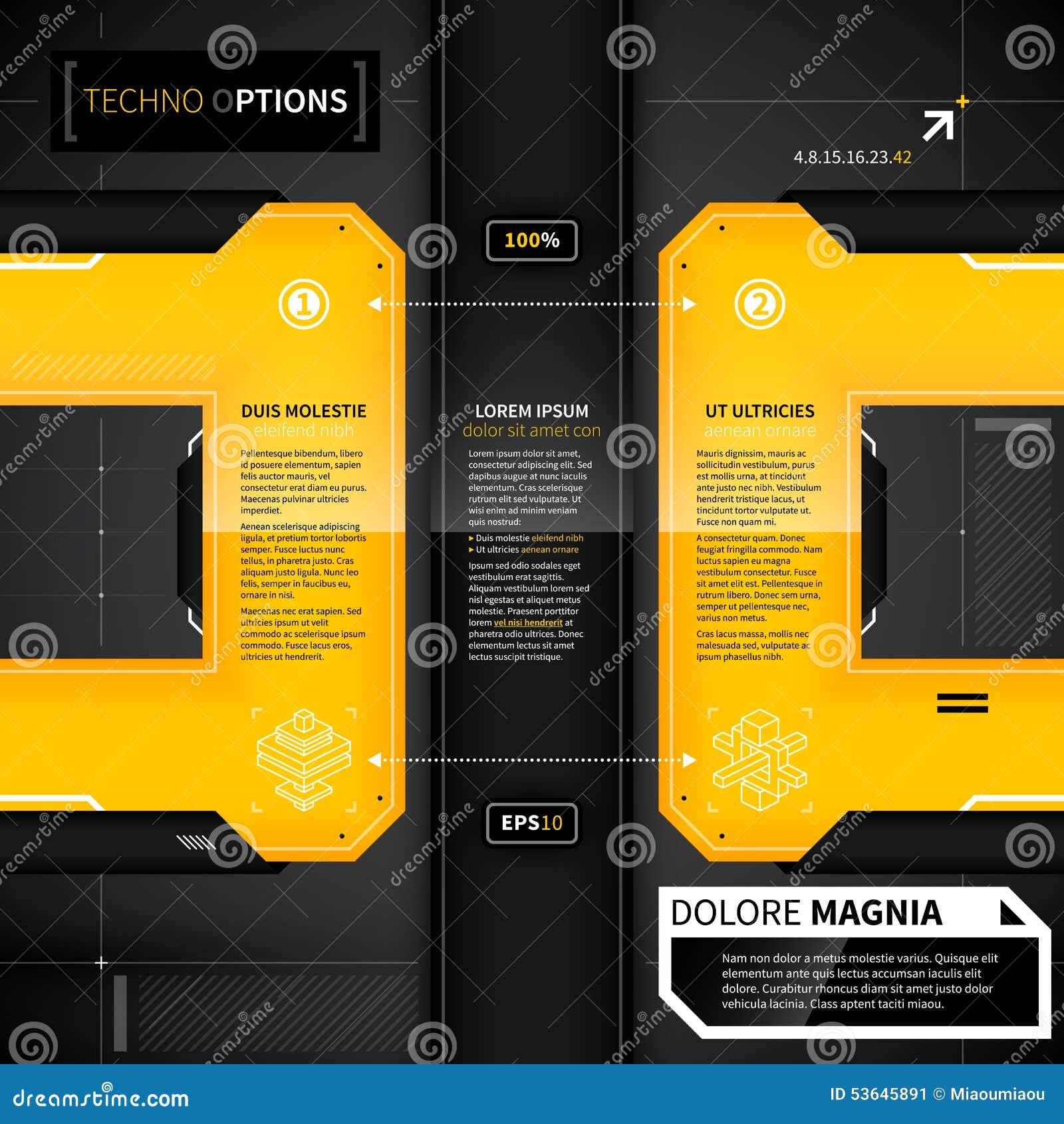 Modern Techno Layout with Main Idea and Two Options. Stock Vector ...