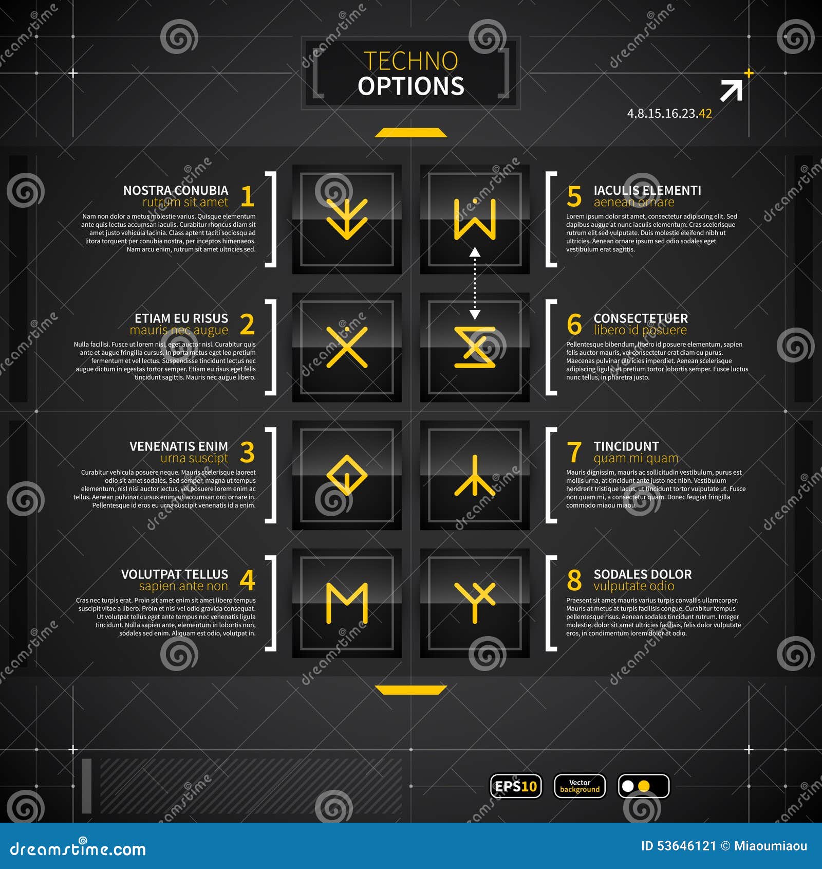 Modern Techno Layout with 8 Options Stock Vector - Illustration of ...