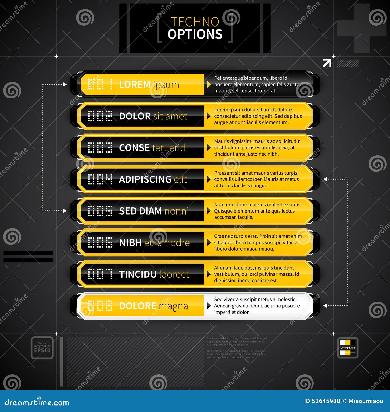 Modern Techno Layout with 8 Options. Stock Vector - Illustration of ...