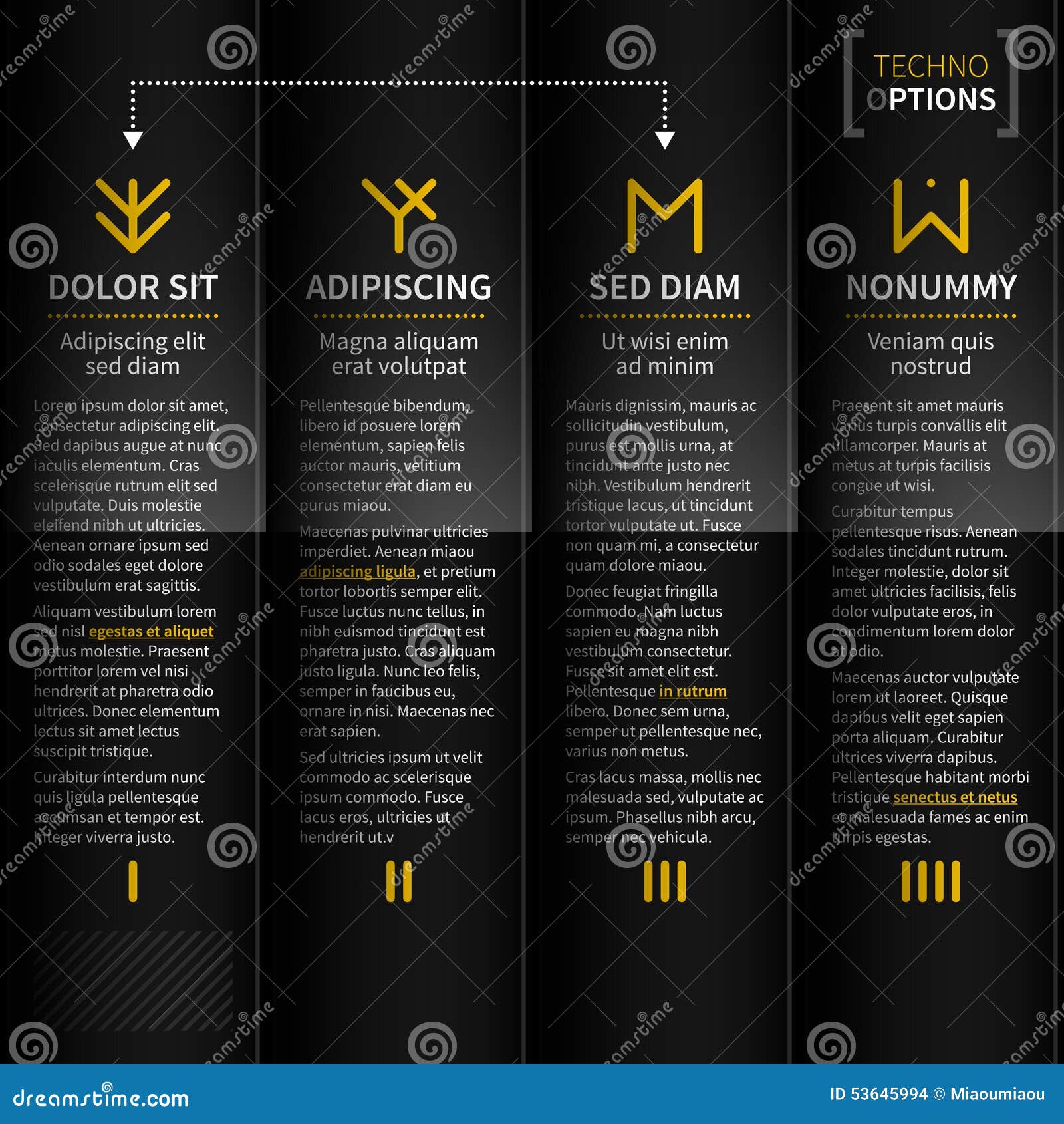 Modern Techno Layout with 4 Options Stock Vector - Illustration of menu ...