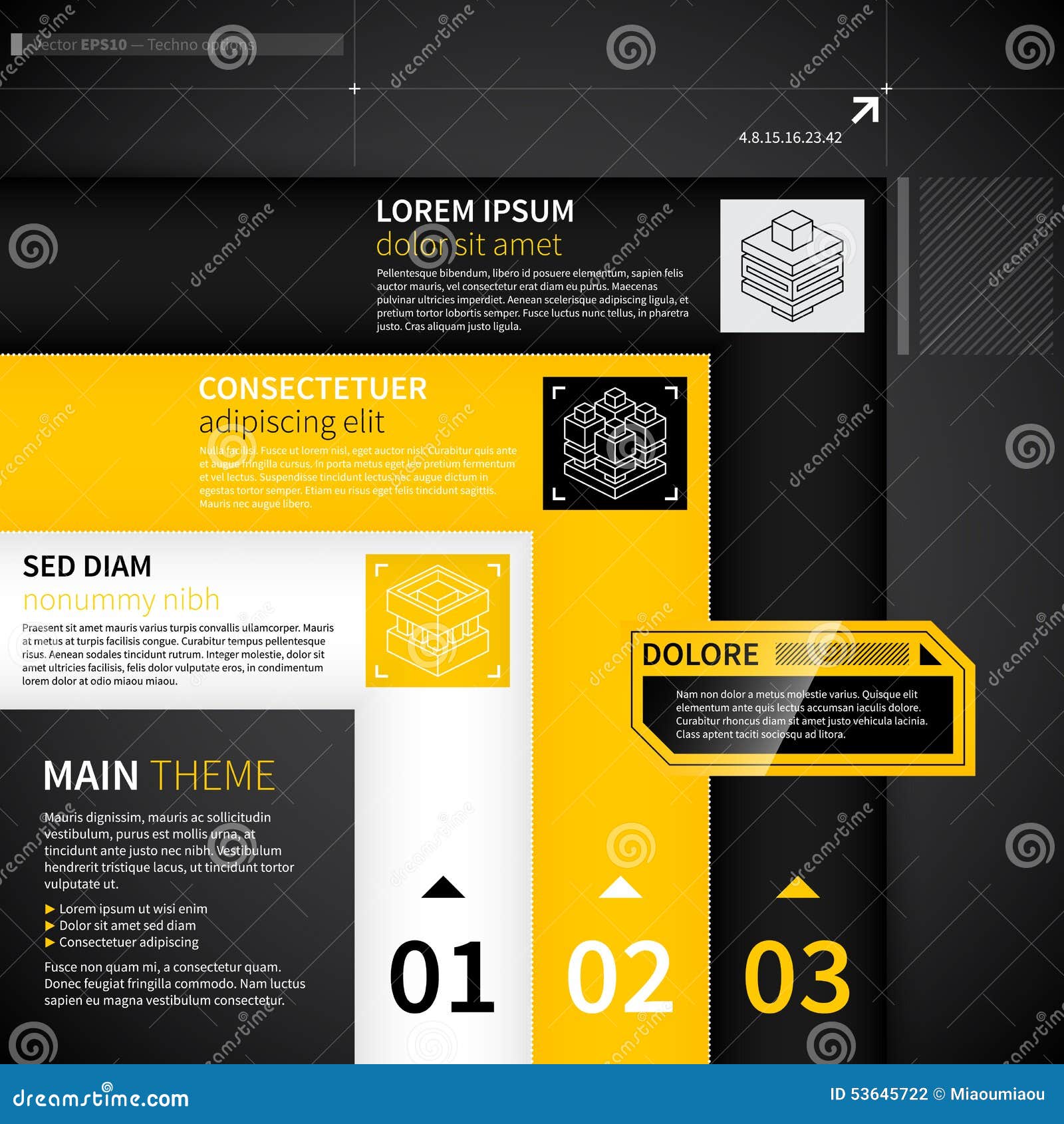 Modern Techno Layout with Three Lines. Stock Vector - Illustration of ...