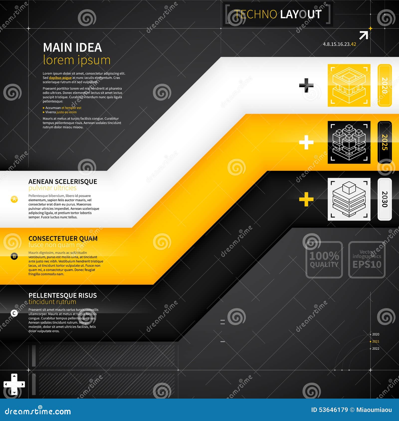 Modern Techno Layout with Three Options Stock Vector - Illustration of ...