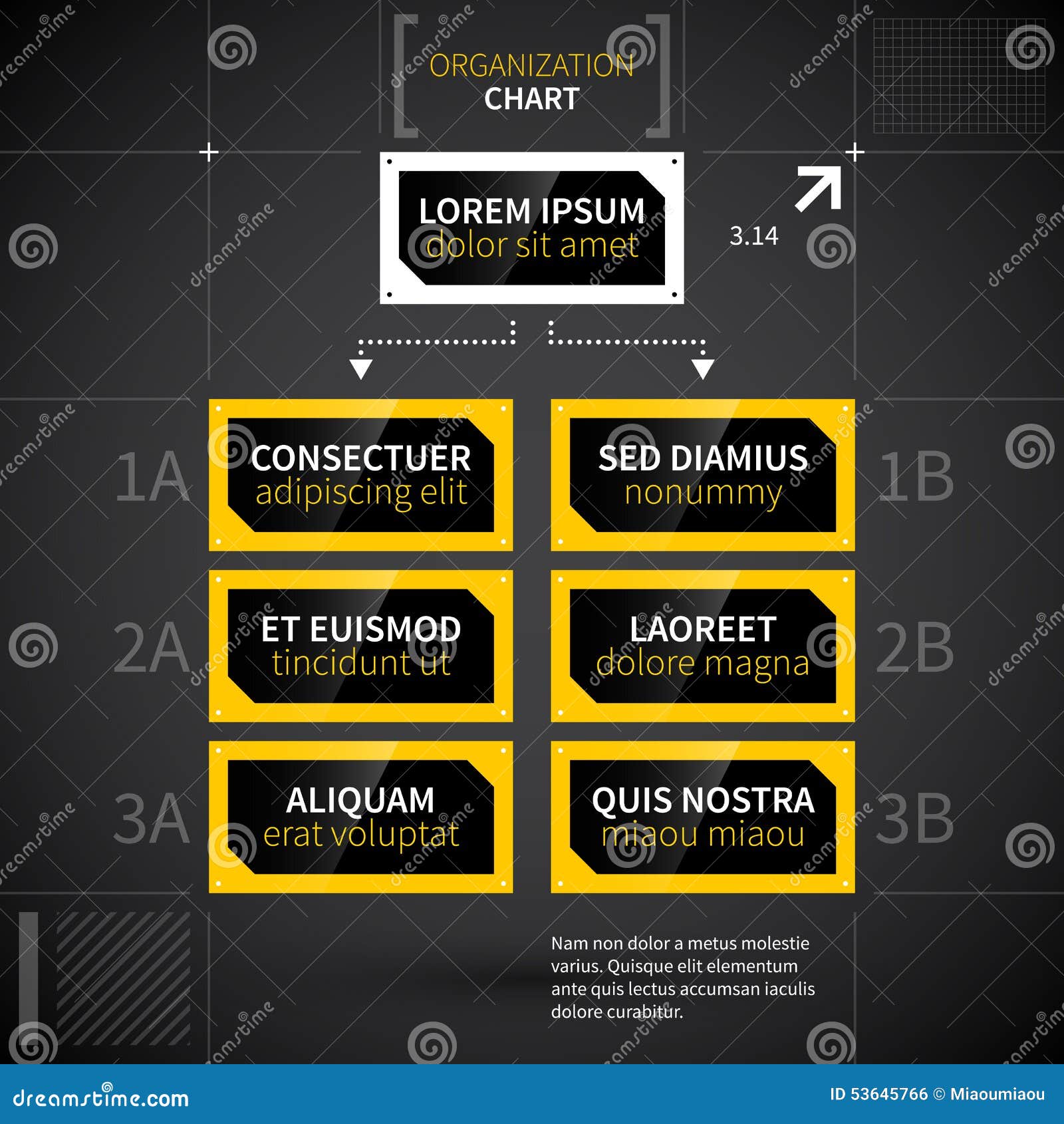 Modern Techno Organization Chart Template. Stock Vector - Illustration ...