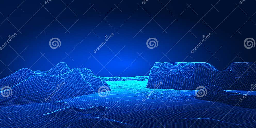 Modern Techno Wireframe Landscape Banner Design Stock Vector ...