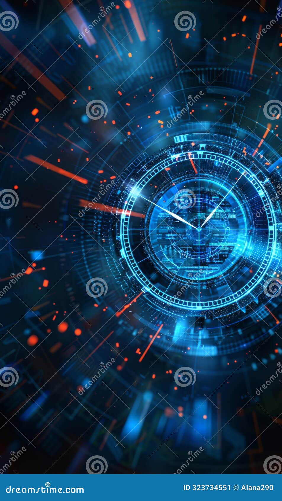 Modern Technological Background with Clock Symbol, Time or Deadline ...