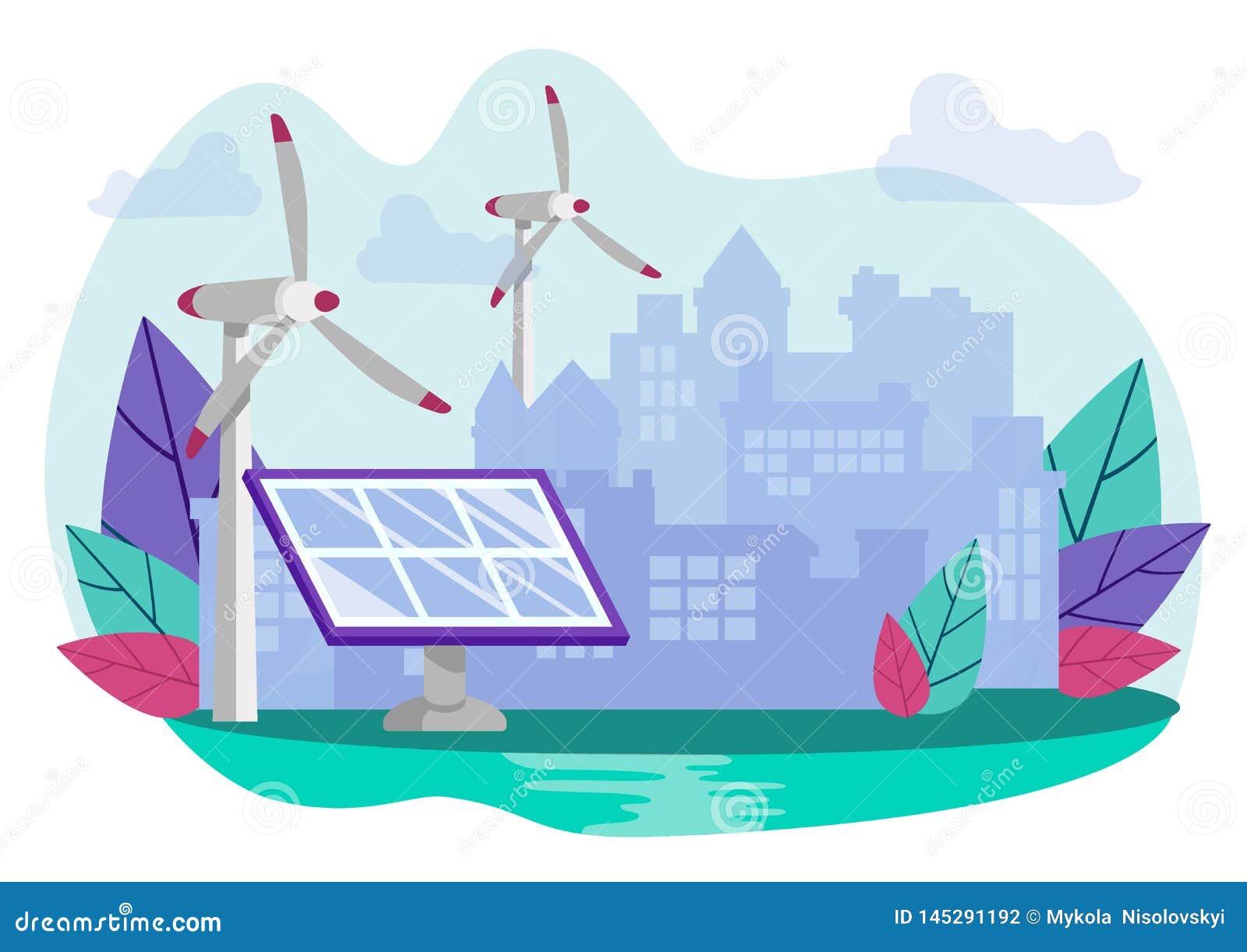 Modern Technologies for Extraction Green Energy. Stock Vector ...