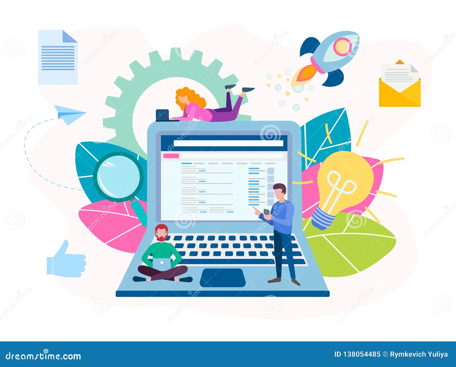 Modern Technologies, Generating Ideas, Working Online in a Team Stock ...