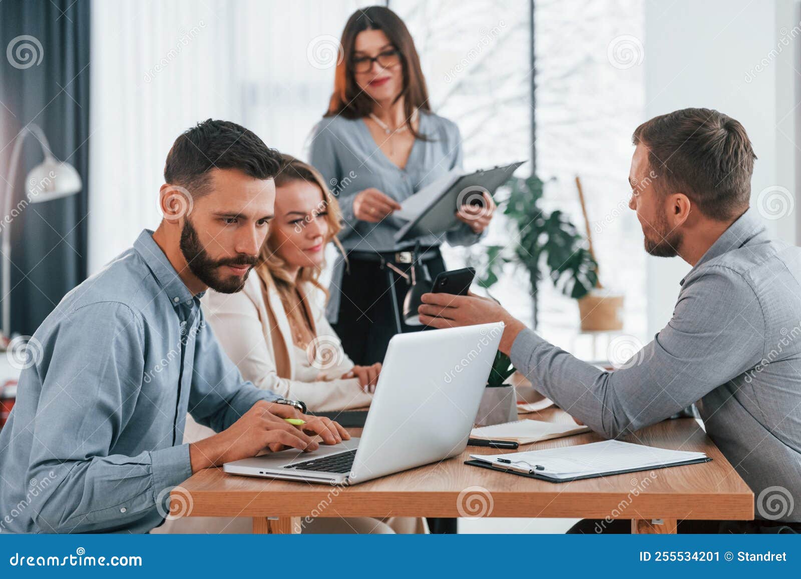 Modern Technologies. Group of Business People that Working on the ...