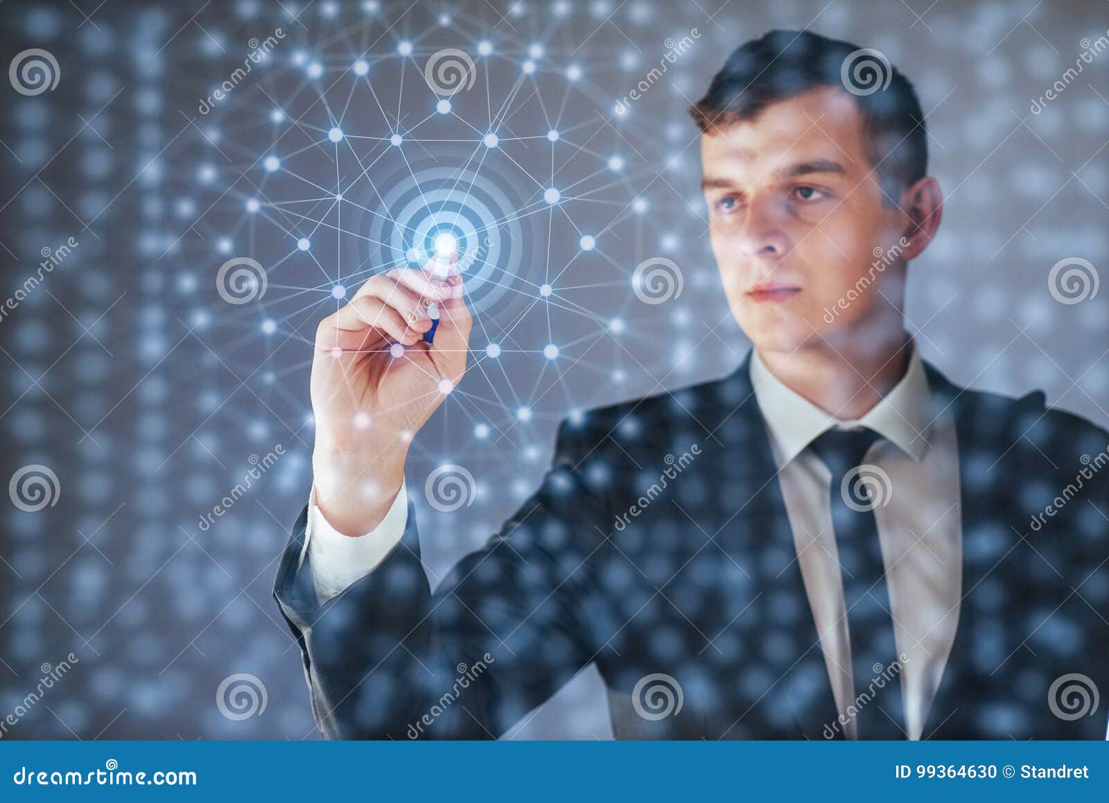 Modern Technologies, Internet and Network Concept - Man, Presses the ...