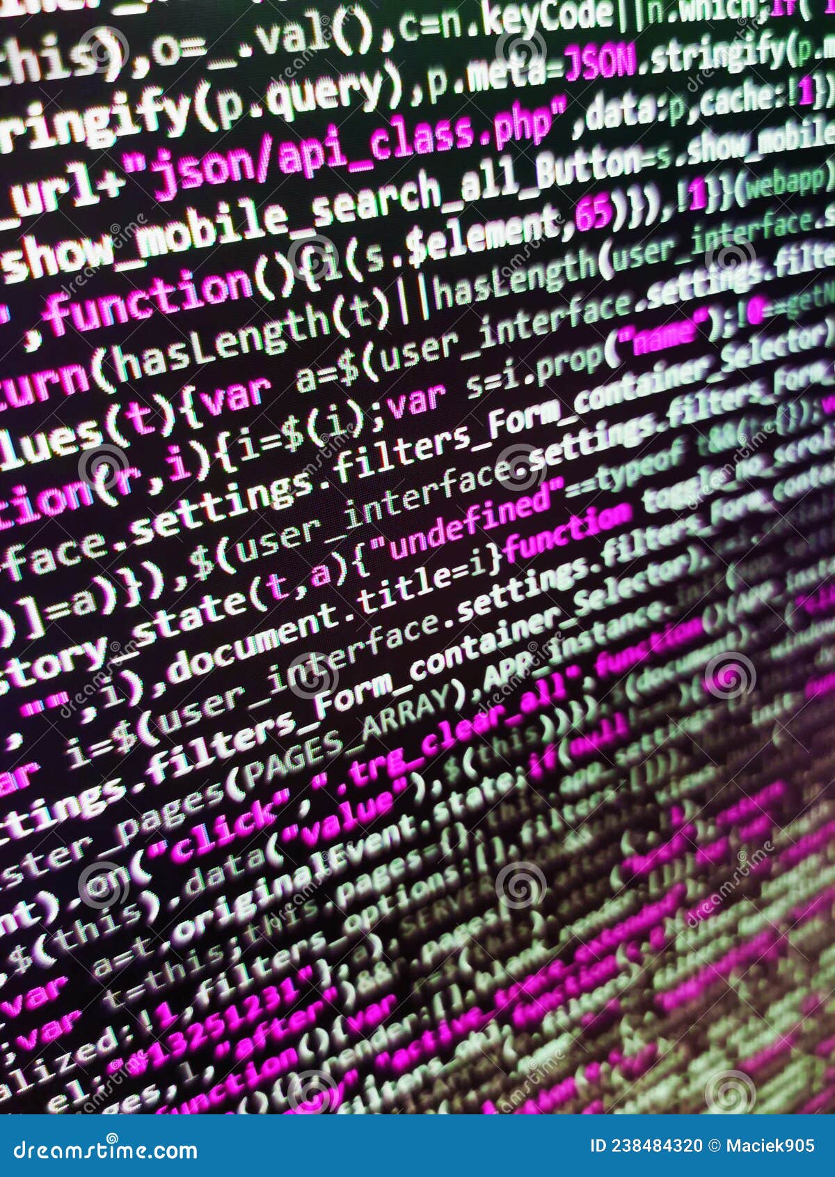 Modern Technologies, Web Cascading Design. Web Server Data on a Monitor. HTML and CSS Code ...