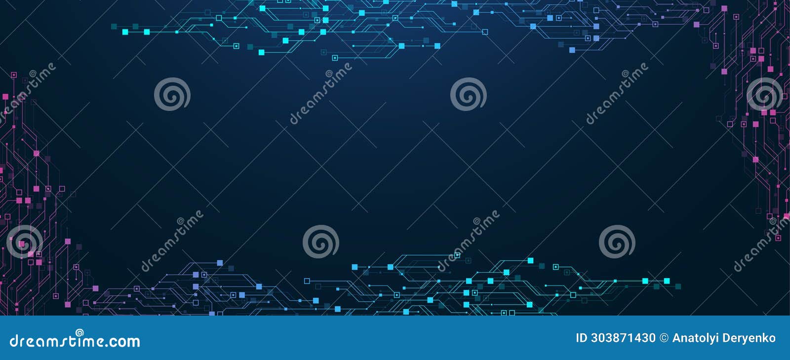 Modern Technology Banner Template with Circuit Board Texture. Quantum ...