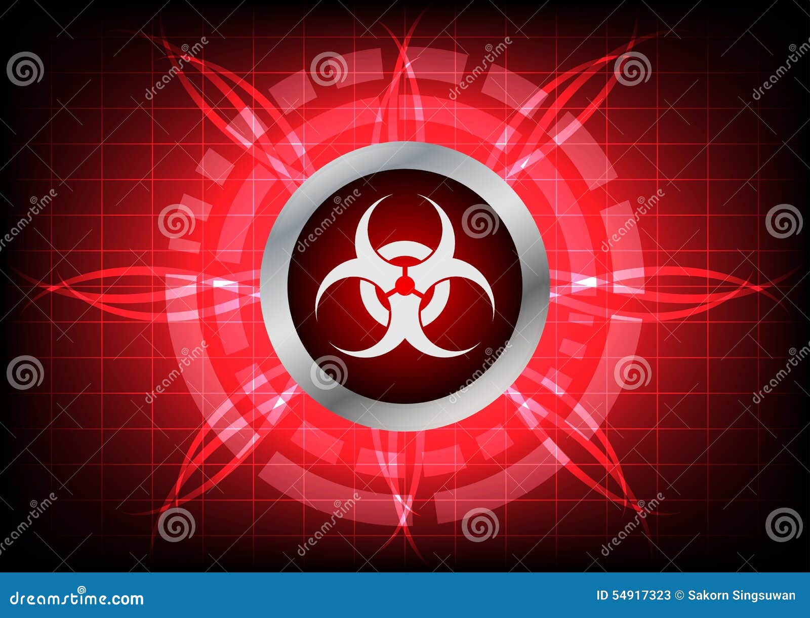Modern Technology Biohazard Button and Light Effect on Red Back Stock ...