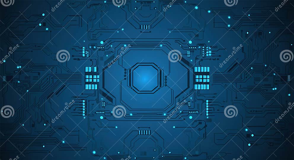 Modern Technology Circuit Board Texture Background Design. Quantum Computer Technologies ...